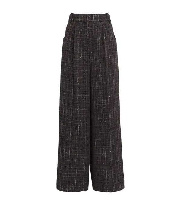 Maje Tweed Tailored Trousers - Brown