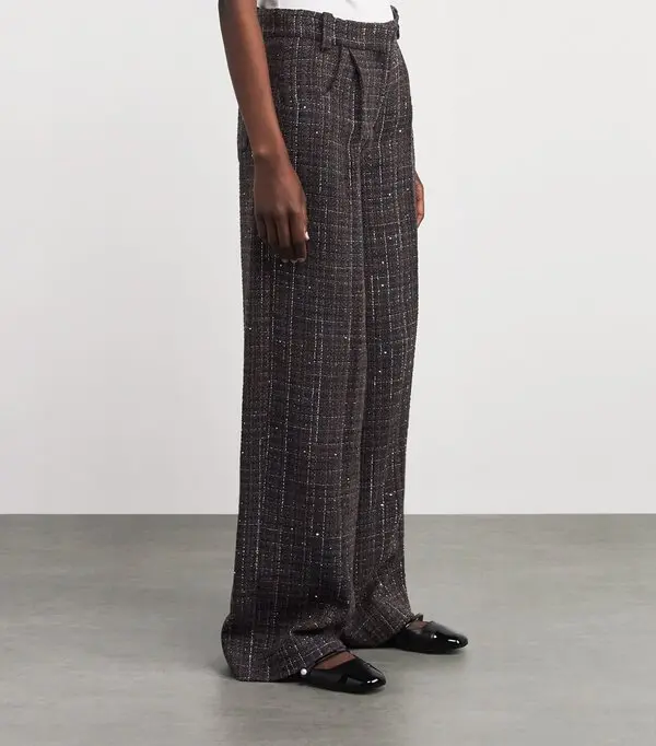 Maje Tweed Tailored Trousers - Brown