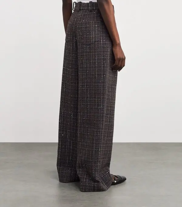 Maje Tweed Tailored Trousers - Brown
