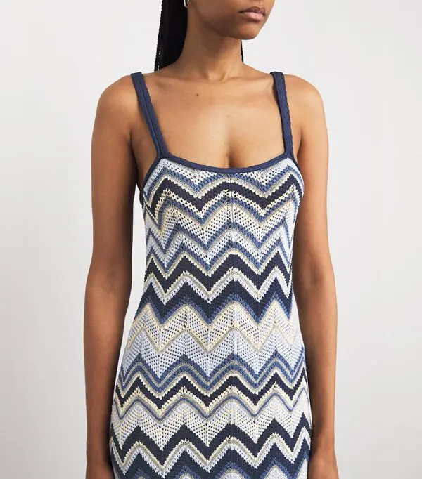 Maje Crochet Midi T-Shirt Dress In Blue - 26% Off | Editorialist