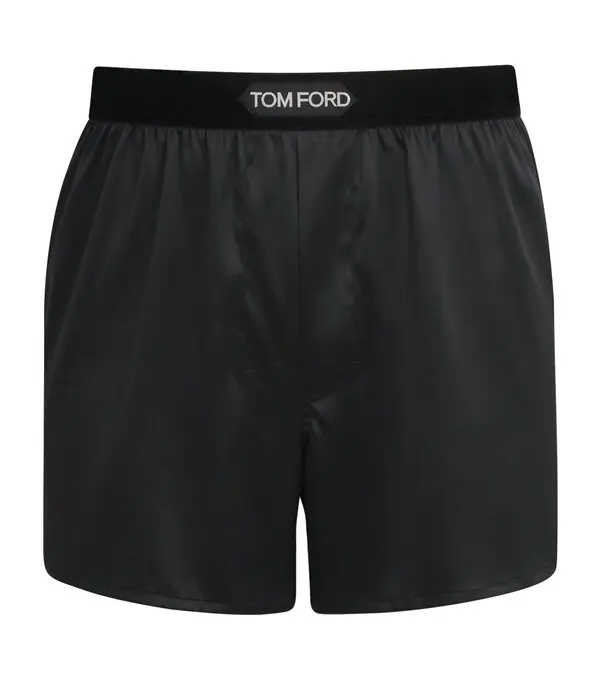 TOM FORD Stretch-silk Boxer Shorts - Black