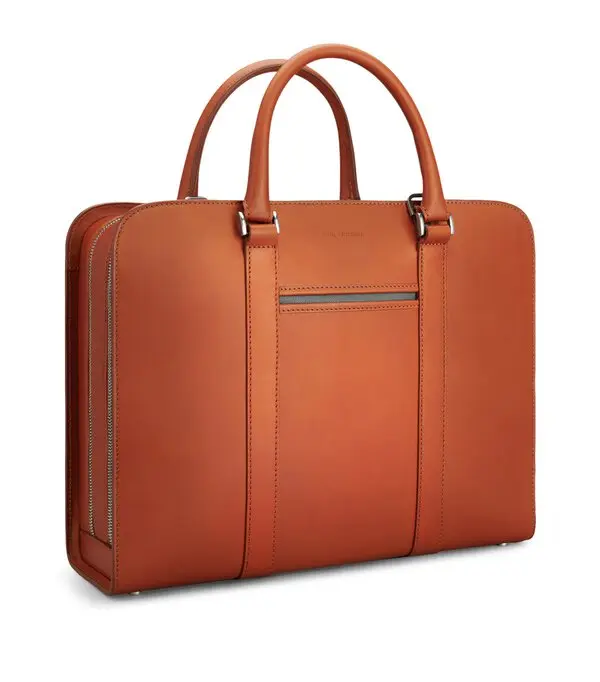 CARL FRIEDRIK Leather Palissy Double Briefcase - Grey