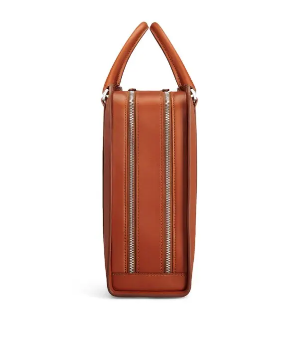 CARL FRIEDRIK Leather Palissy Double Briefcase - Grey