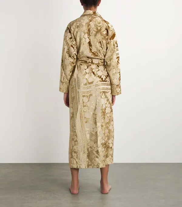 DANIEL HANSON Jacquard Liquid Velvet Robe - Gold