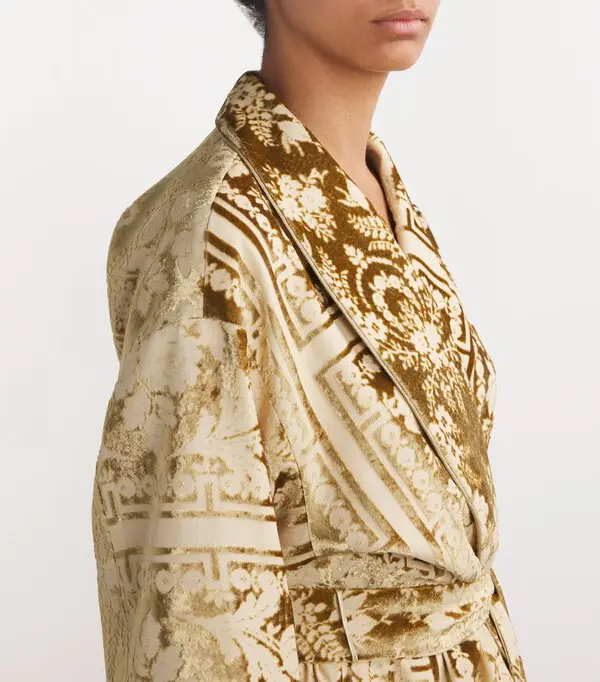 DANIEL HANSON Jacquard Liquid Velvet Robe - Gold