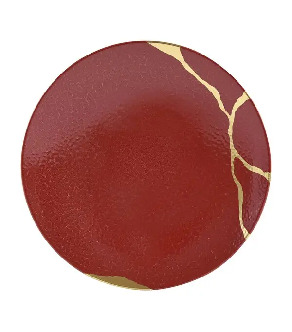 Bernardaud Kintsugi Rouge Empereur Dessert Plate - Gold