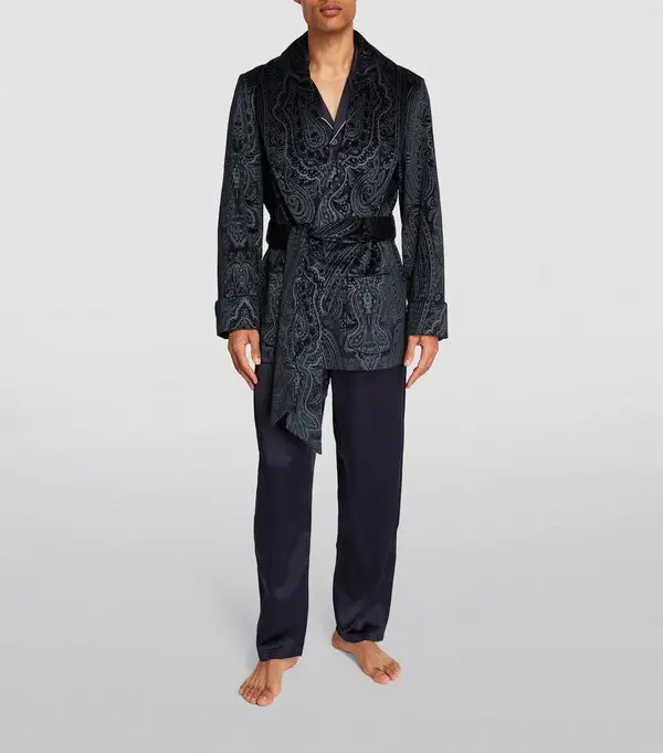 DANIEL HANSON Paisley Silk-lined Smoking Jacket