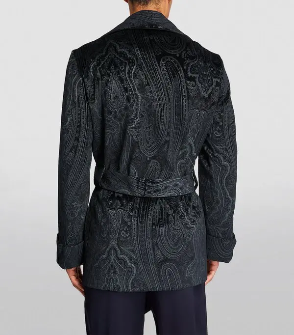 DANIEL HANSON Paisley Silk-lined Smoking Jacket