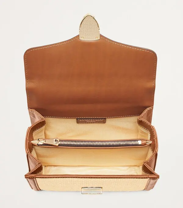 ASPINAL OF LONDON Raffia Mayfair Midi Bag