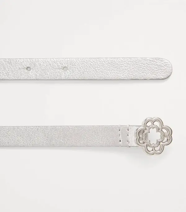 Maje Metallic Leather Belt - Black