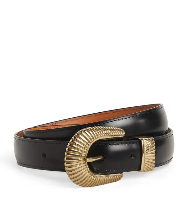 Sandro Leather Tooled-buckle Belt - Black