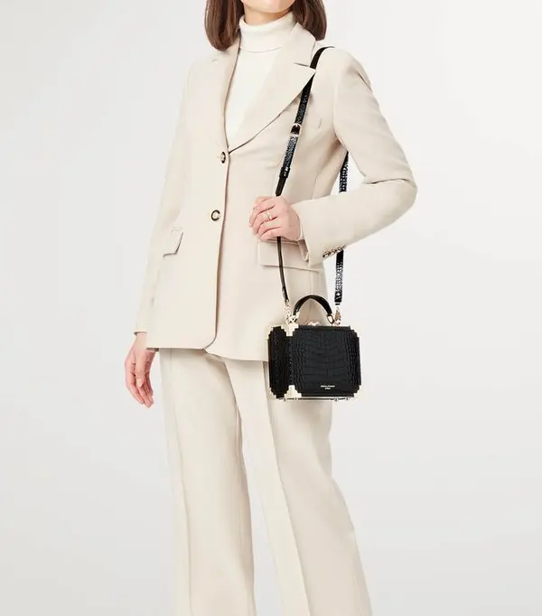 ASPINAL OF LONDON Croc-embossed Leather Trunk Top-handle Bag