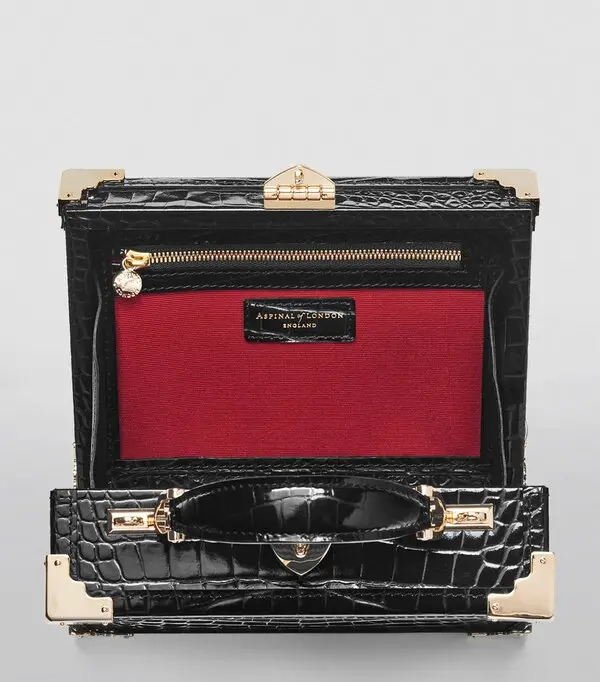 ASPINAL OF LONDON Croc-embossed Leather Trunk Top-handle Bag