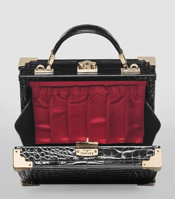 ASPINAL OF LONDON Croc-embossed Leather Trunk Top-handle Bag