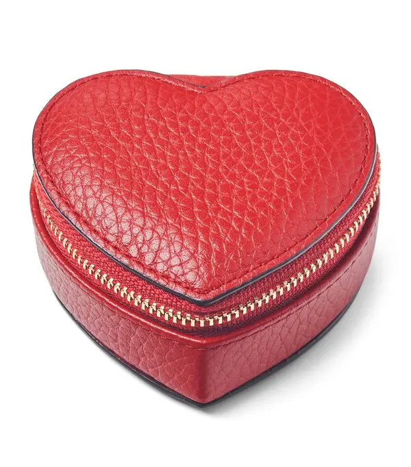 ASPINAL OF LONDON Leather Heart Watch And Ring Box - Red
