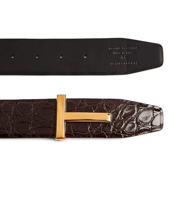TOM FORD Leather T Icon Reversible Belt - Brown