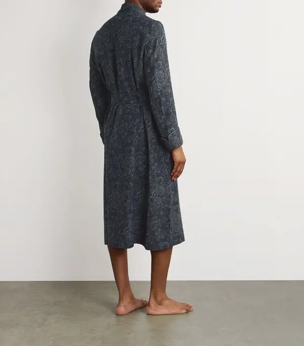 DANIEL HANSON Wool Paisley Print Dressing Gown