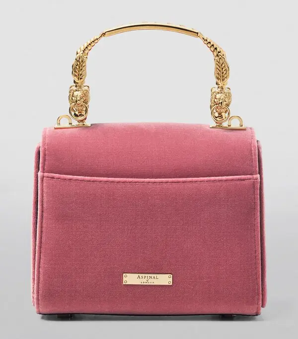 ASPINAL OF LONDON Mini Velvet Embroidered Mayfair Top-handle Bag