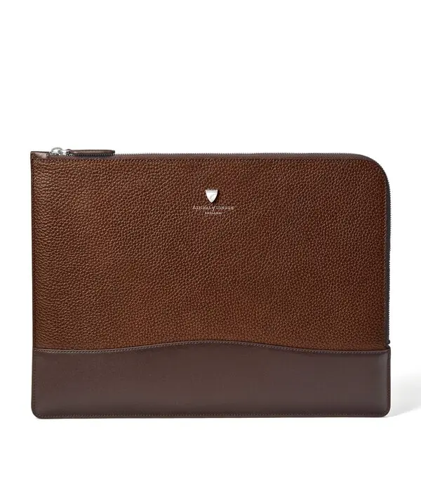 ASPINAL OF LONDON Leather Mount Street Laptop Case - Brown