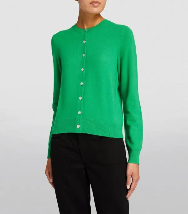 Maje Wool-blend Cardigan With Pearlized Beads - Green