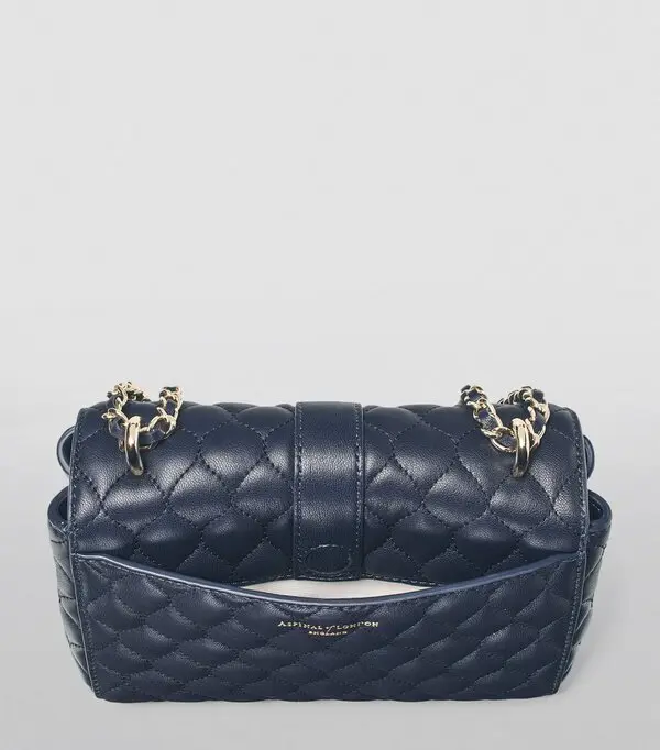 ASPINAL OF LONDON Leather Lottie Shoulder Bag - Navy