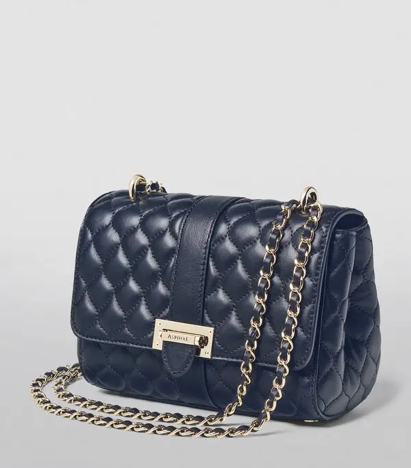 ASPINAL OF LONDON Leather Lottie Shoulder Bag - Navy