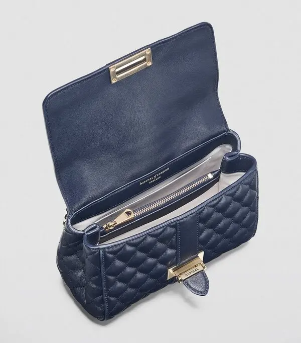 ASPINAL OF LONDON Leather Lottie Shoulder Bag - Navy