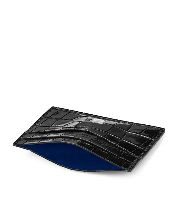 ASPINAL OF LONDON Croc-embossed Slim Card Holder - Black