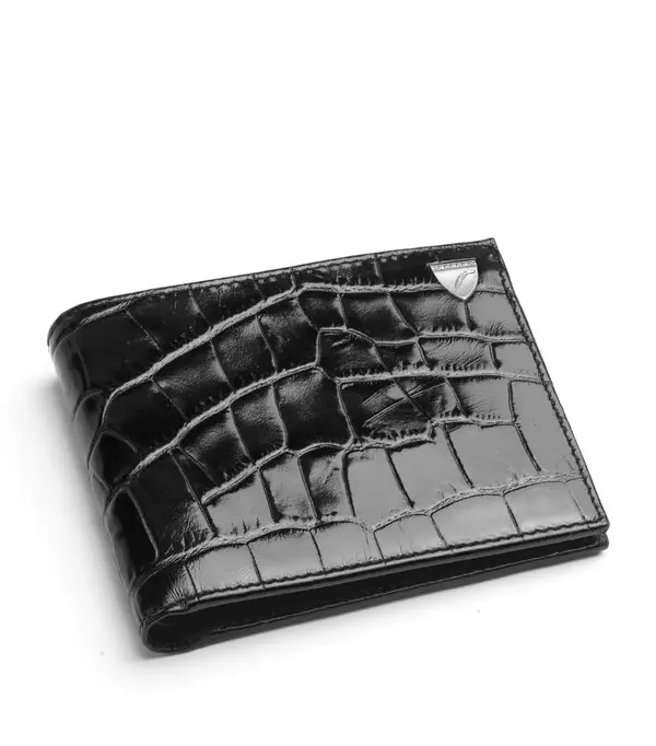 ASPINAL OF LONDON Croc-embossed Leather Bifold Wallet - Black