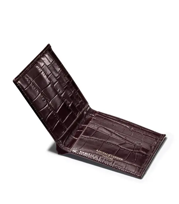 ASPINAL OF LONDON Croc-embossed Leather Bifold Wallet
