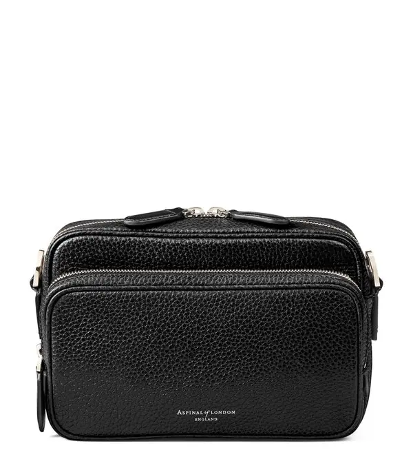 ASPINAL OF LONDON Leather Reporter East West Messenger Bag - Black