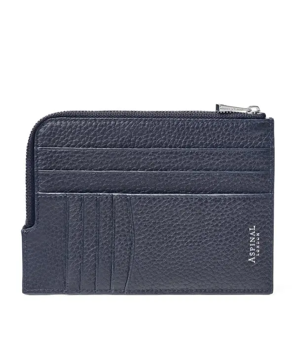 ASPINAL OF LONDON Leather Zipped Travel Wallet - Navy