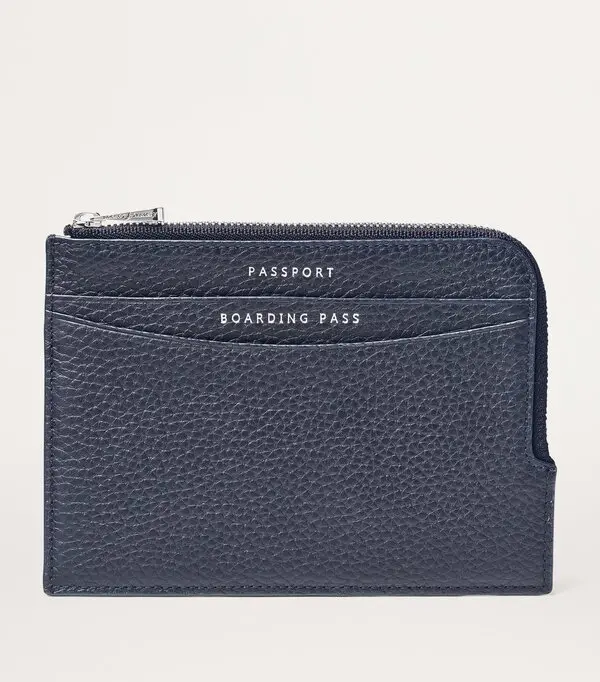 ASPINAL OF LONDON Leather Zipped Travel Wallet - Navy