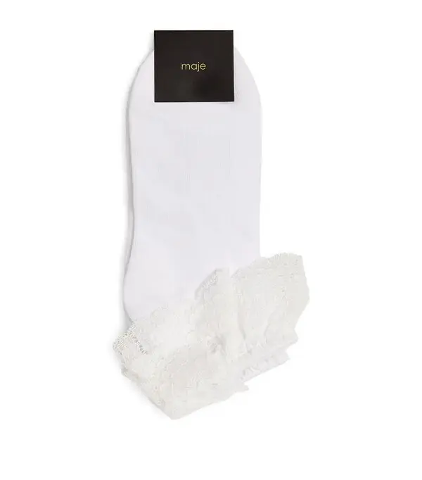 Maje Lace-trimmed Ankle Socks - White