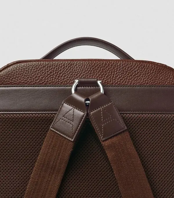 ASPINAL OF LONDON Pebble Leather Reporter Zipped Backpack - Brown