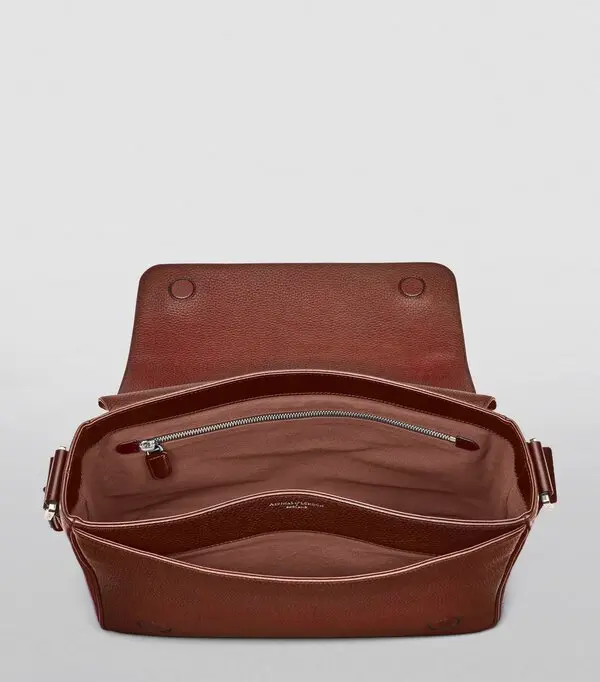 ASPINAL OF LONDON Leather Reporter Messenger Bag - Brown
