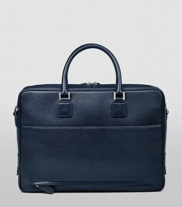 ASPINAL OF LONDON Leather Mount Street Briefcase - Navy