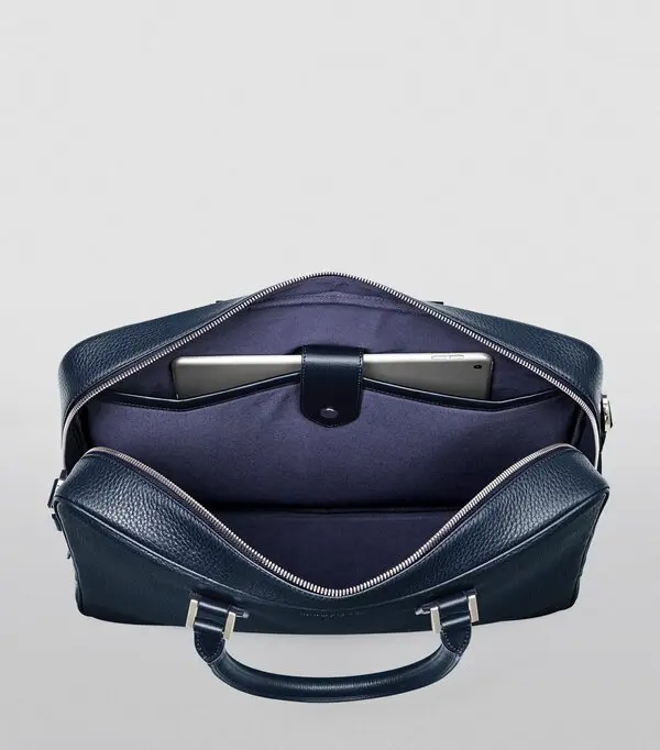 ASPINAL OF LONDON Leather Mount Street Briefcase - Navy