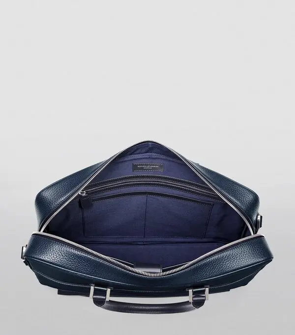 ASPINAL OF LONDON Leather Mount Street Briefcase - Navy