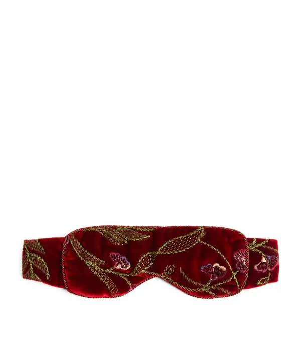 DANIEL HANSON Silk Embroidered Sleep Mask - Red