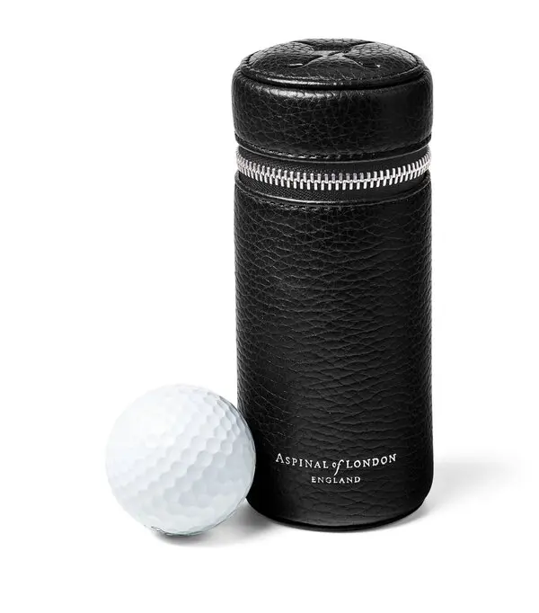 ASPINAL OF LONDON Leather Golf Ball Holder - Black
