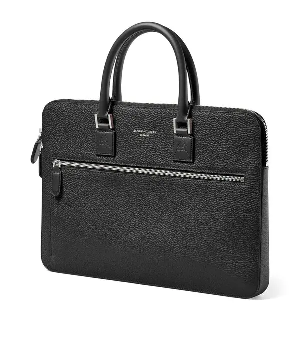 ASPINAL OF LONDON Leather Connaught Briefcase - Black