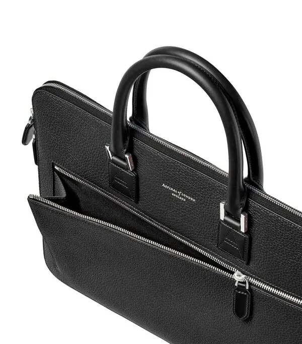 ASPINAL OF LONDON Leather Connaught Briefcase - Black