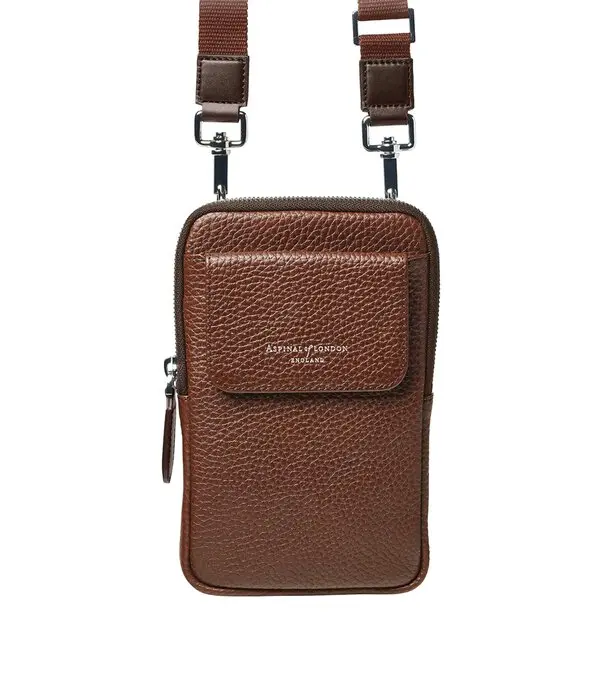 ASPINAL OF LONDON Leather Cross-body Phone Pouch - Brown