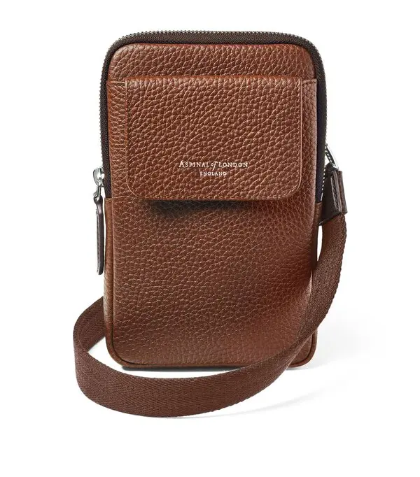 ASPINAL OF LONDON Leather Cross-body Phone Pouch - Brown