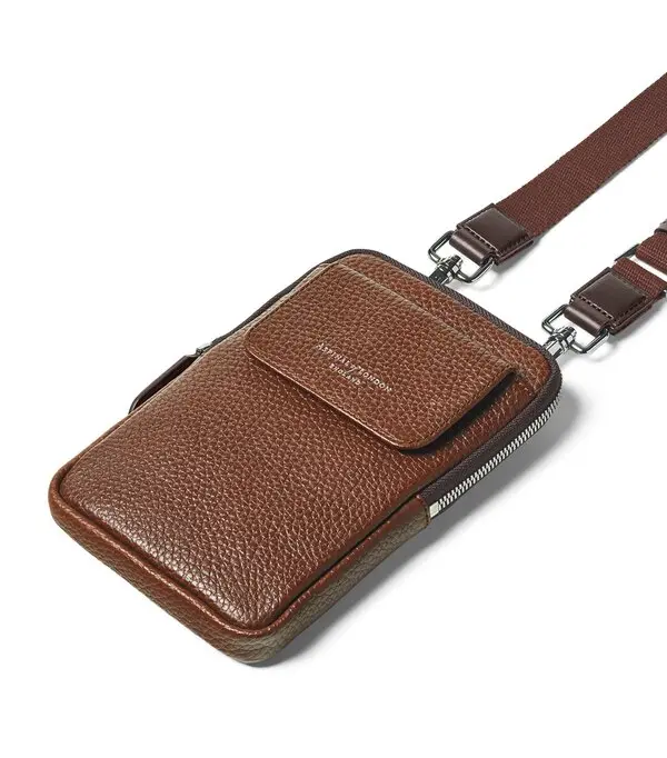 ASPINAL OF LONDON Leather Cross-body Phone Pouch - Brown