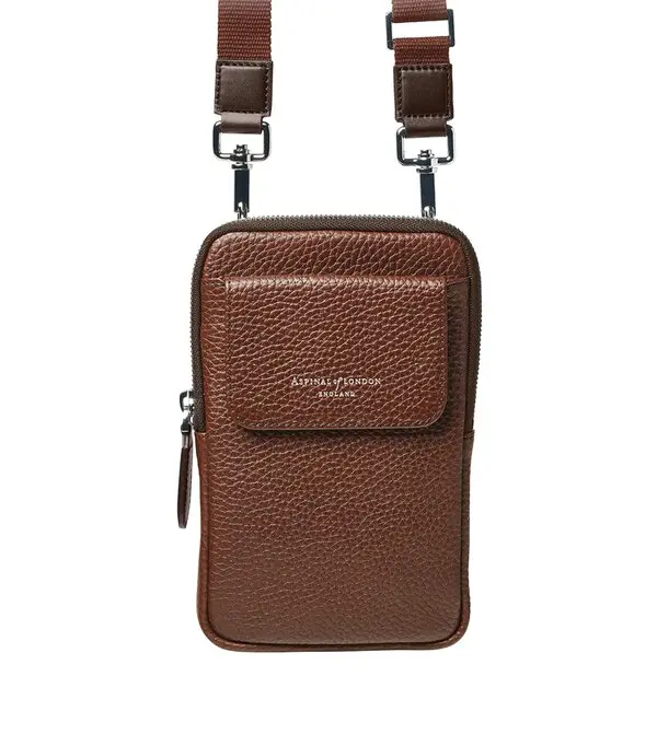 ASPINAL OF LONDON Leather Cross-body Phone Pouch - Brown