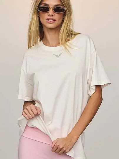 Victoria's Secret Cotton Oversized Tee - White,ivory