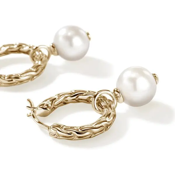 John Hardy Jh Essential Pearl Hoop Earring - Gold