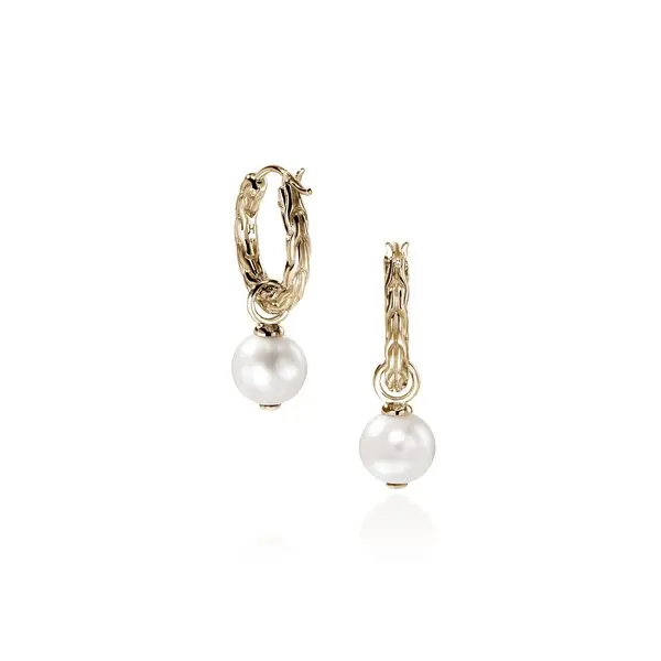 John Hardy Jh Essential Pearl Hoop Earring - Gold